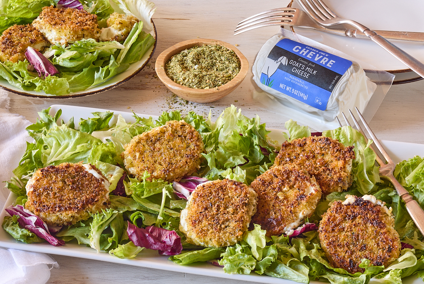 Green Goddess Fried Goat Cheese Medallions