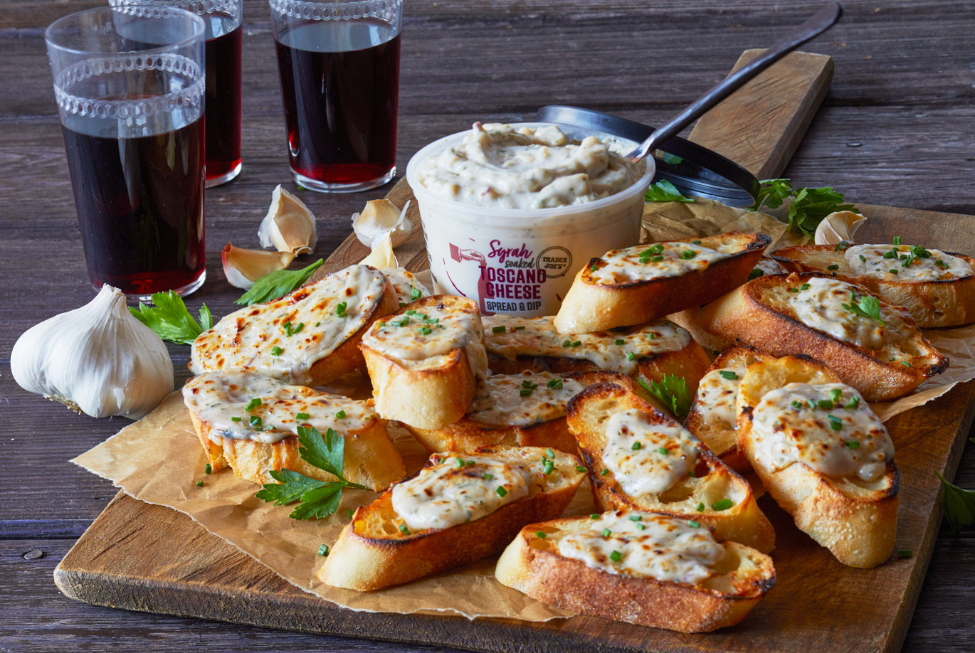 Cheesy Toscano Spread Garlic Toasts