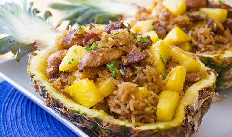 Teriyaki Chicken Fried Rice Stuffed Pineapple