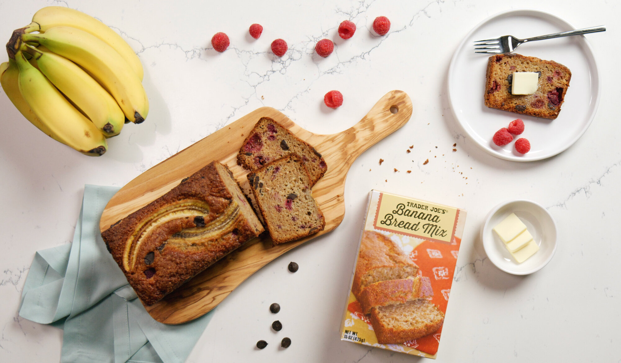 Raspberry & Dark Chocolate Banana Bread